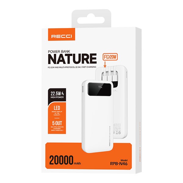 Phụ Kiện - Accessories :: Pin Dự Phòng :: Pin Dự Phòng Recci RPB-N46 20.000mAh - New - Nguyên Box